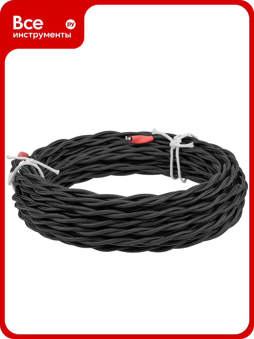 Ретро провод TDM ELECTRIC Эко 2х1,5 витой ГОСТ черный (20м) SQ2801-0231