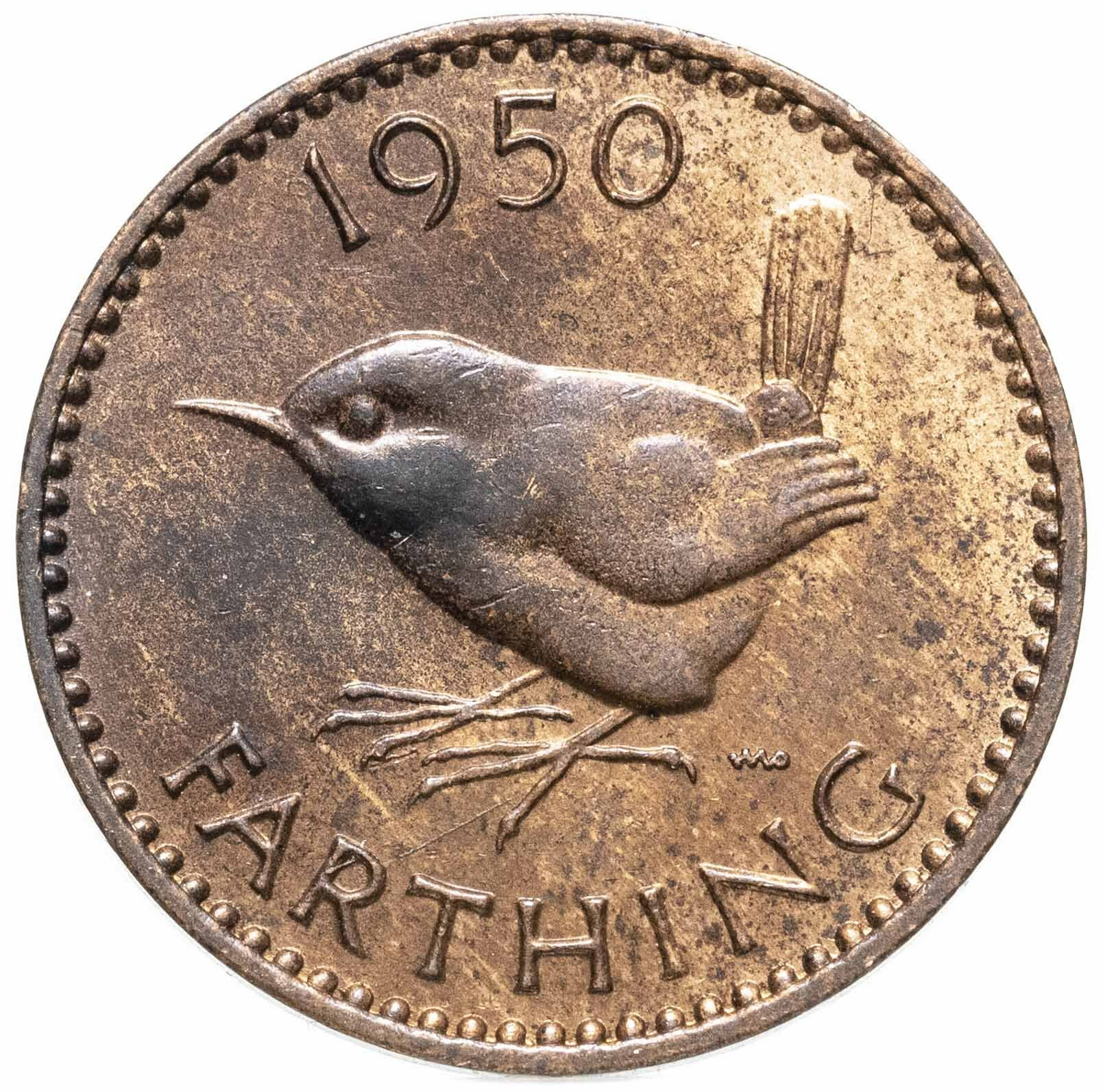 Великобритания 1 фартинг 1950, Медь, в сохранности XF-AU