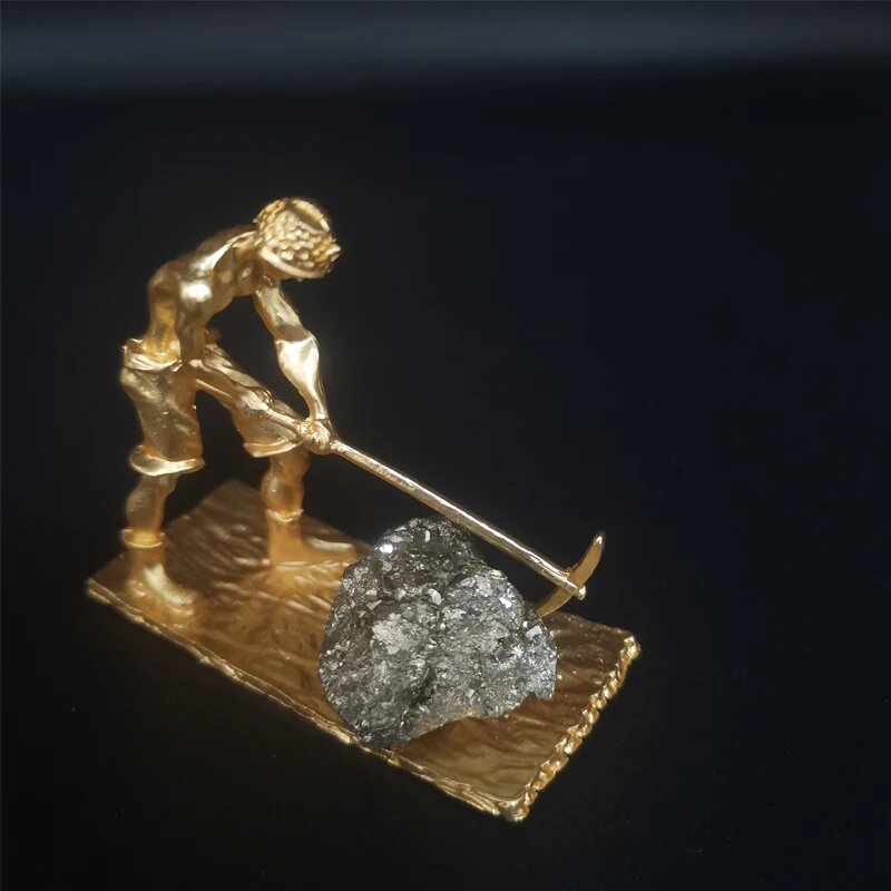 Статуэтка-шанер, натуральные целебные кристаллы, коллекция минералов, подарки, руда, рок-пирит, аметист, кластерный орнамент, энергия Рейки