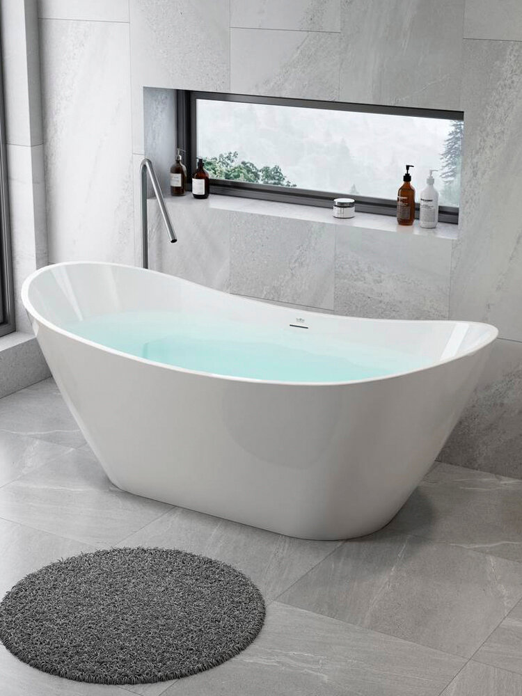 Акриловая отдельностоящая ванна Royal Bath WAVE 180x80, глубокая, глянцевая, форма волна, ванна + каркас + панель + слив-перелив click-clack