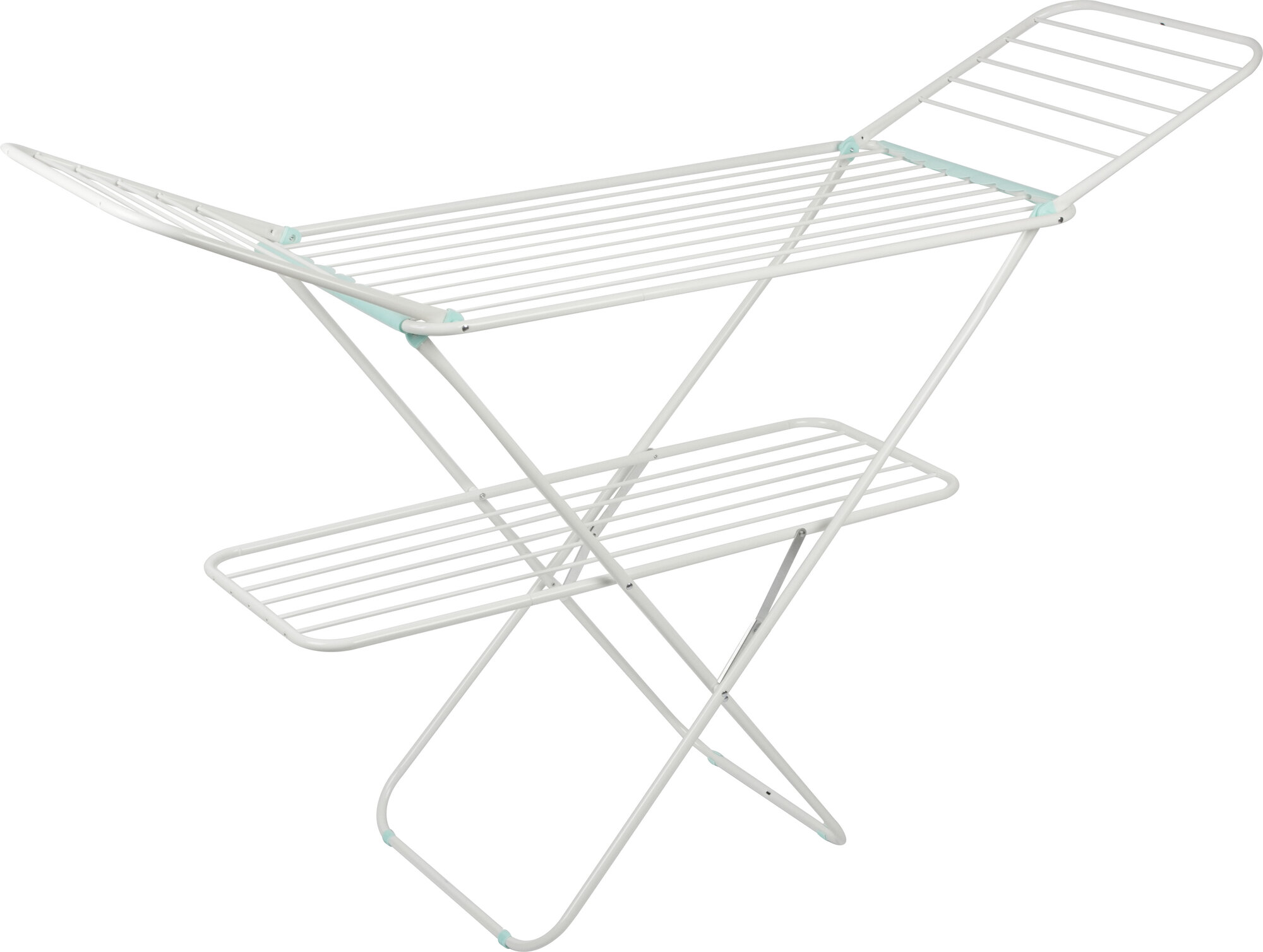 Сушилка для белья напольная с утолщенными прутьями двухуровневая "Рыжий Кот", рабочая длина: 30 м