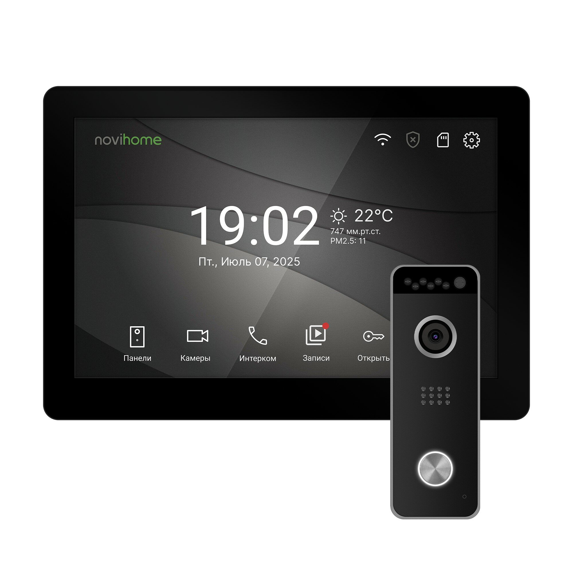Комплект Wi-Fi видеодомофона Novihome DARK RENDER 10 FHD WIFI KIT c возможностью управления со смартфона