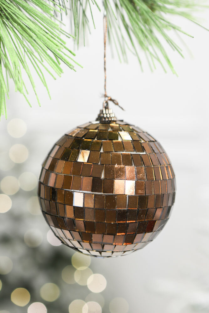 Ёлочный/интерьерный шар 'зеркальное диско', стекло, коричневый, 10 см, Koopman International CAA114220