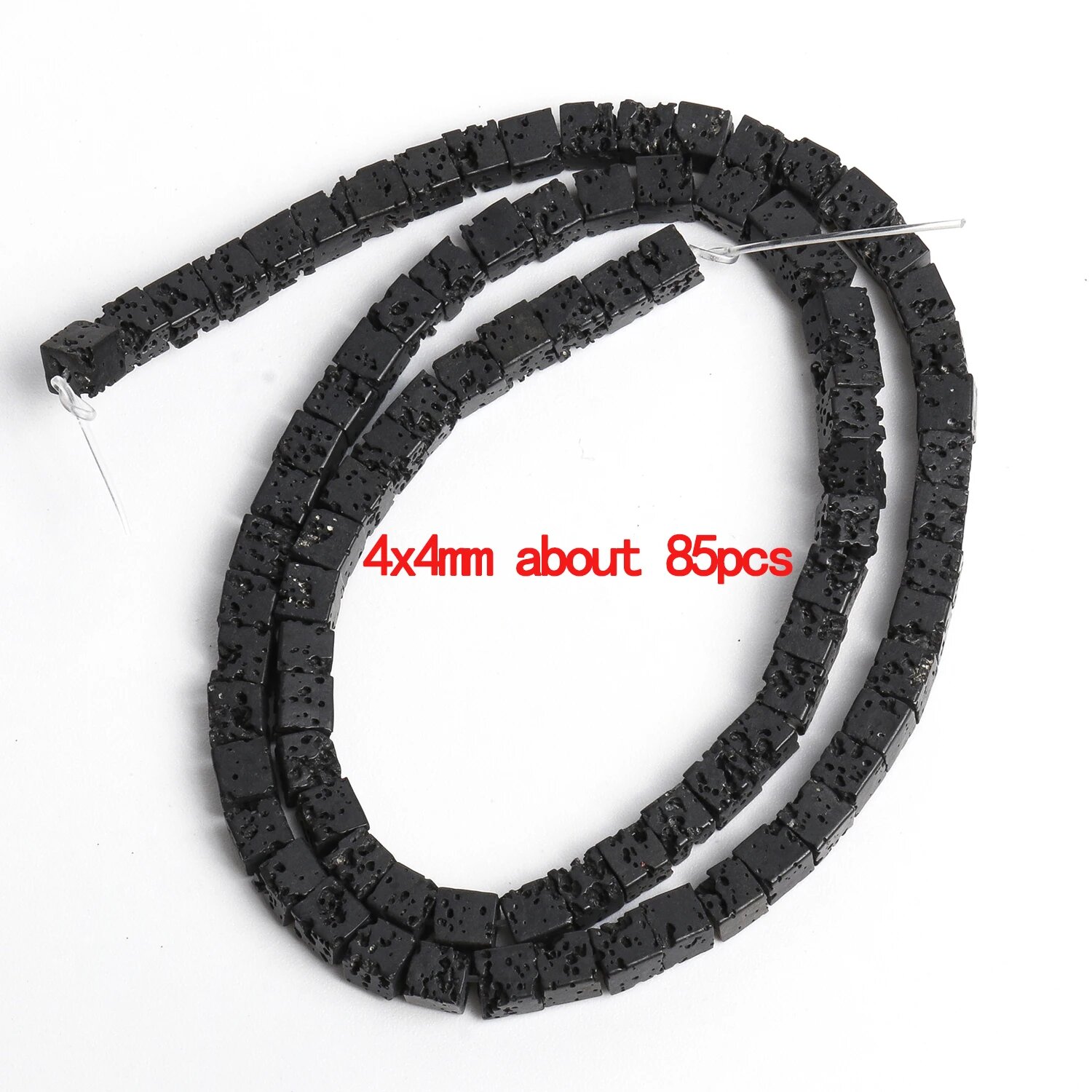 Черные бусины из вулканической лавы Xilitata Черный, Type25-4x4mm cube