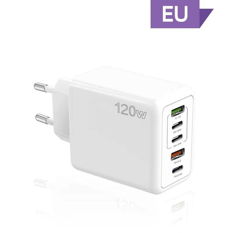Для Xiaomi 120 Вт быстрое зарядное устройство с несколькими портами USB C PD зарядное устройство быстрая зарядка 3.0 настенное зарядное устройство для телефона адаптер для iPhone 16 15 14 Samsung