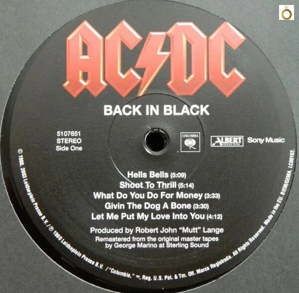 Виниловая пластинка AC-DC - Back In Black (LP) Зарубежный метал 1 шт. Импортное издание — фото 1