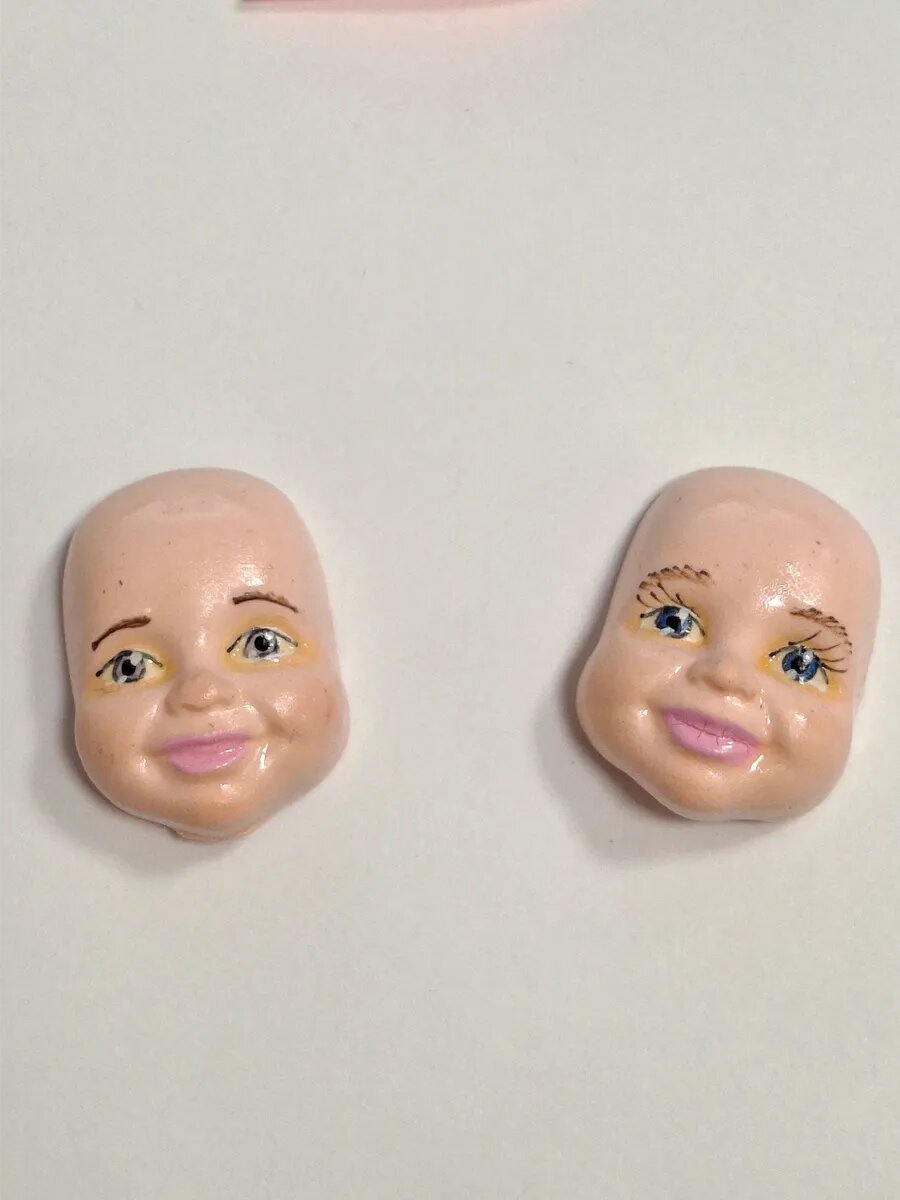 Набор раскрашенных лиц 2 шт для ватных игрушек
