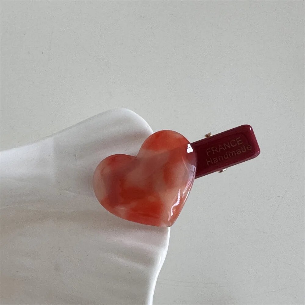 Заколка для волос Красный сердечко, Франция, Handmade