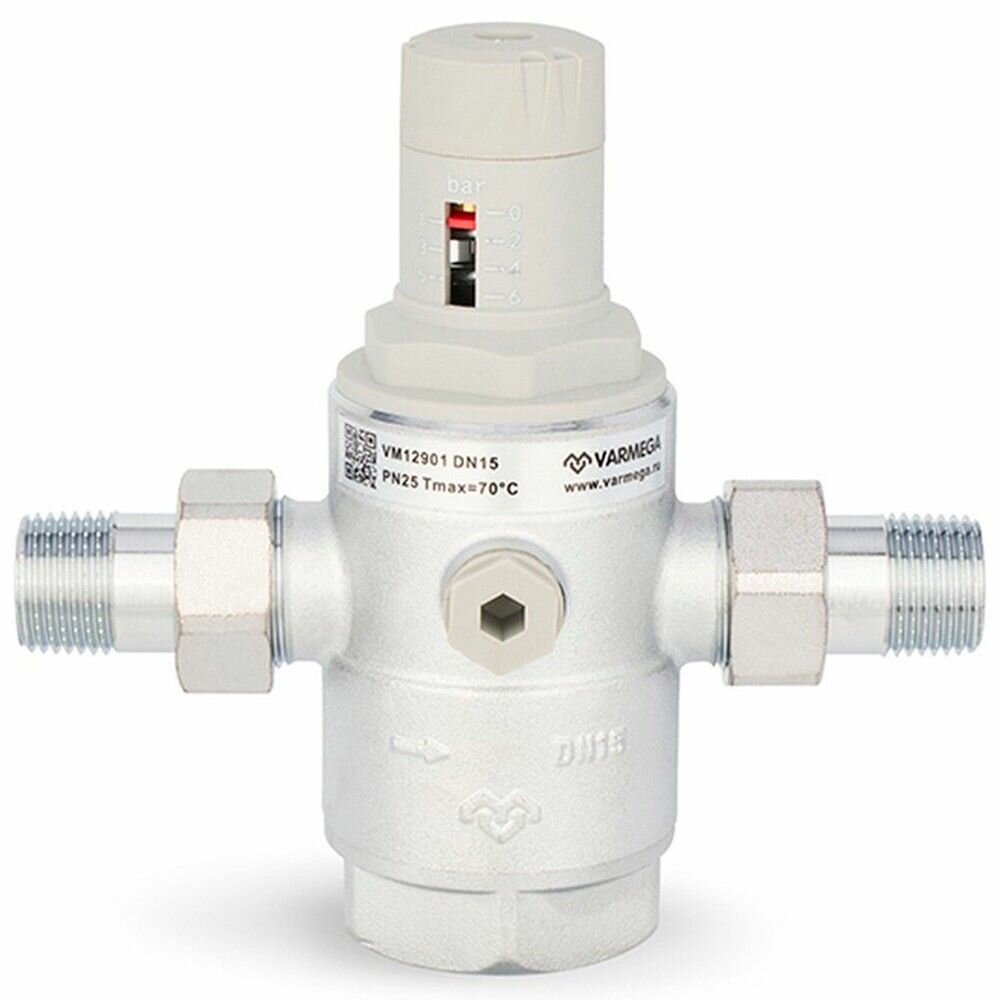 Редуктор давления VARMEGA 1/2", PN25, мембранный, с разъемными соединениями, VM12901