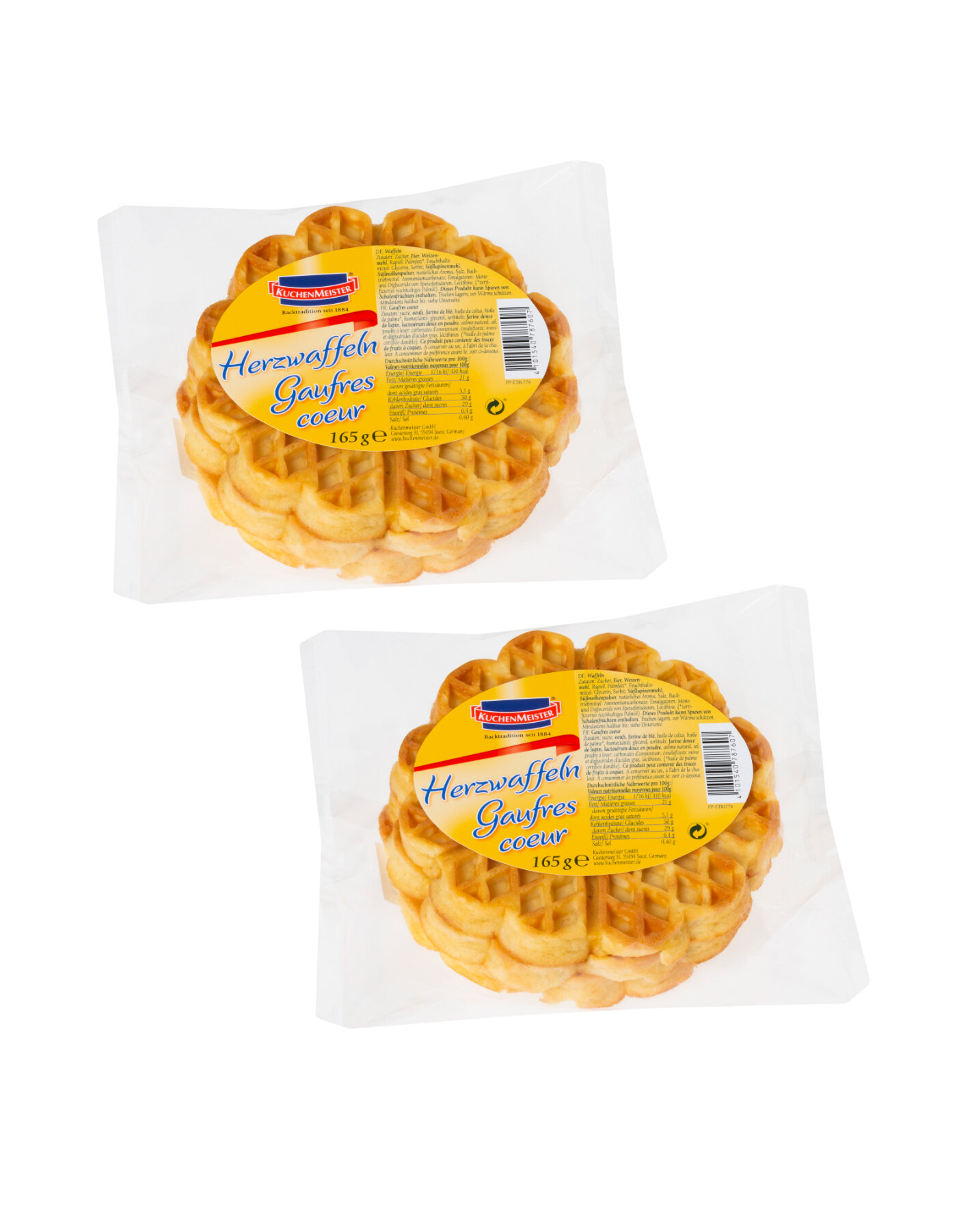 Мягкие вафли KuchenMeister в форме сердец, Германия, 165г х 2шт