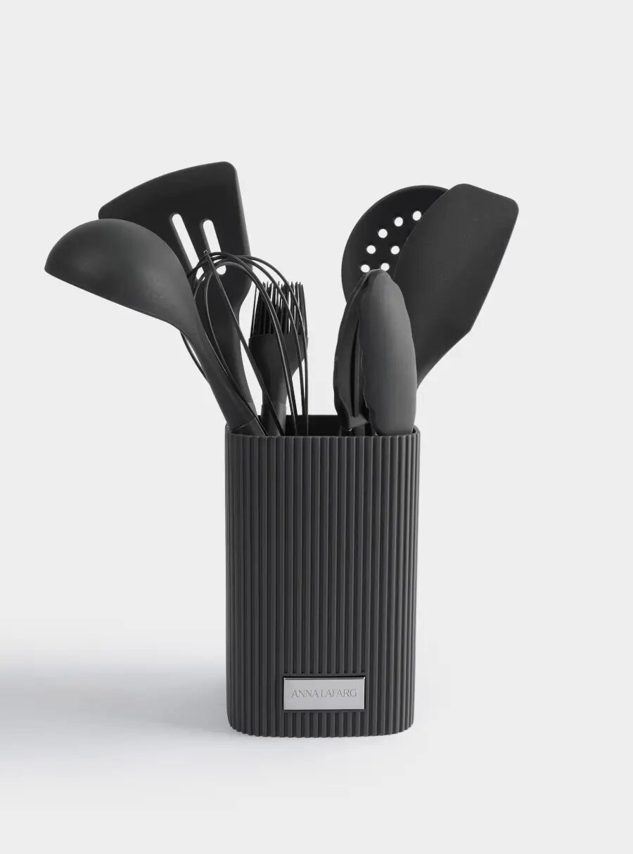 Набор кухонных принадлежностей, 7 пр, в подставке, силикон/пластик, графитовый, Streak