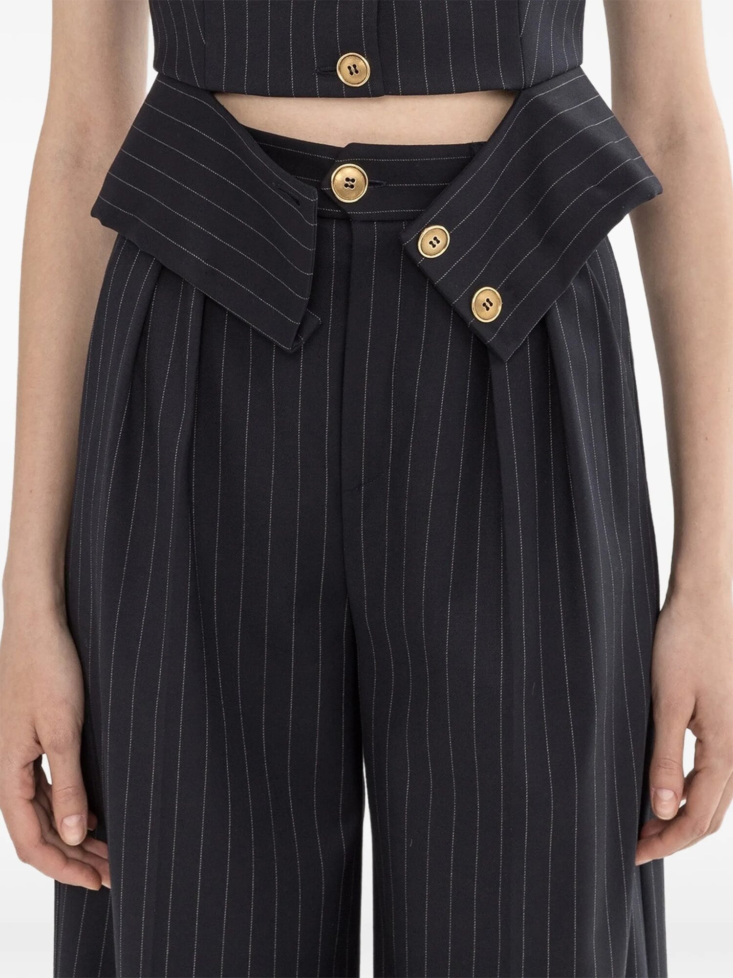 Брюки палаццо Nissa Pinstripe button palazzo pants, размер 40 — фото 1