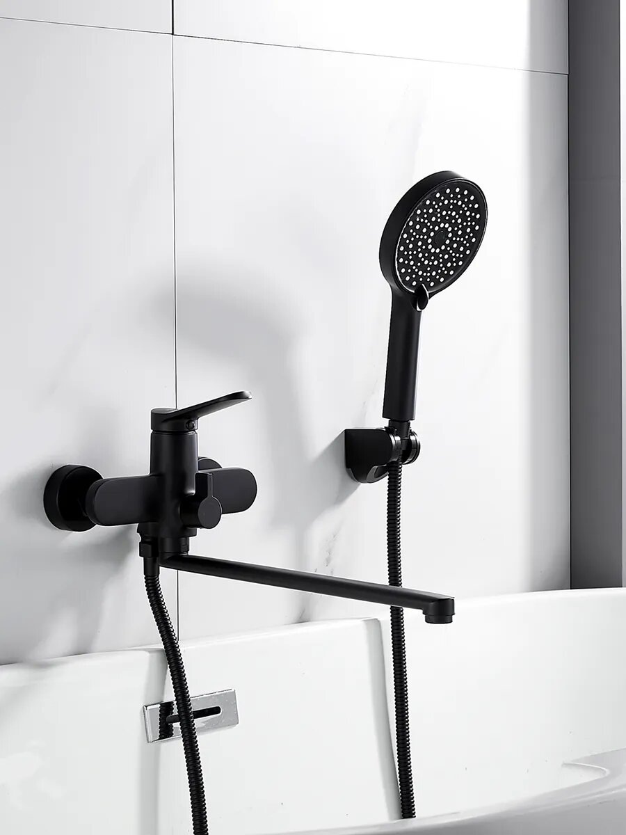 Смеситель для ванны с длинным изливом и душем Shevanik S4322H
