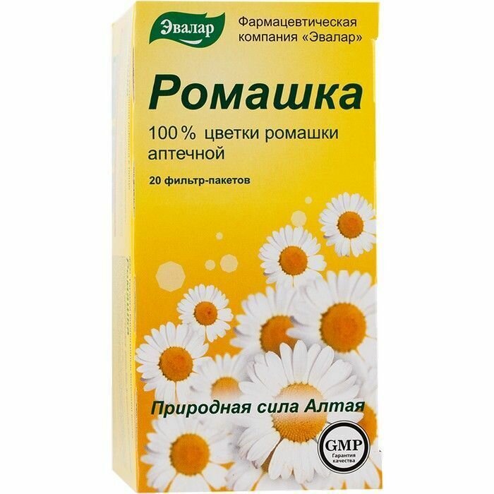 Чайный напиток Эвалар "Ромашка", цветки, 20 фильтр-пакетов