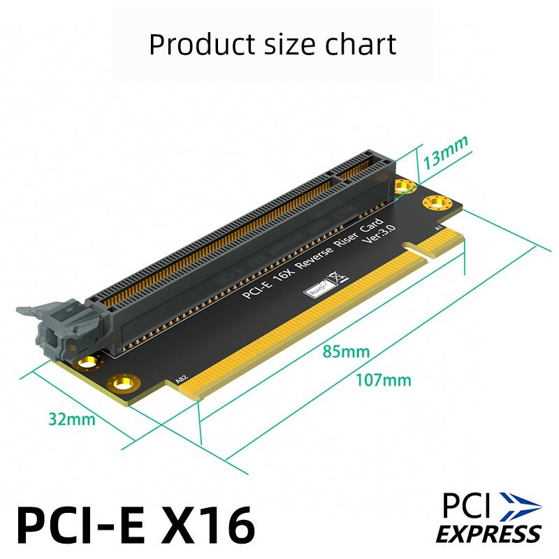 PCIe x16 2U обратный адаптер, PCIe 4.0, 90-градусный угол для расширения GPU в 2U серверном корпусе