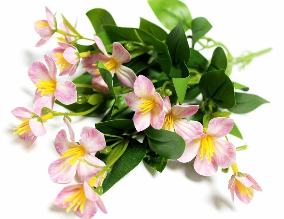 Искусственные цветы для декора для кашпо Горшечный Бальзамин мелкоцвет с корешком 33см розовый