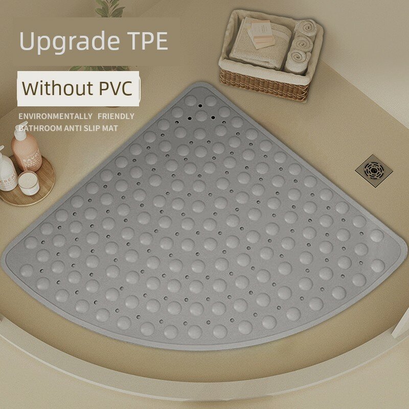 80x80 см фан-форма экологичный TPE ванная несъезжающий коврик, утолщенный комфорт, облако-серая для безопасности в душе
