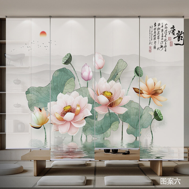 Новая перегородка в китайском стиле, полупрозрачная подвесная штора, электрический интеллектуальный подъемник, декоративная ширма для прихожей гостиной, рулонная штора.