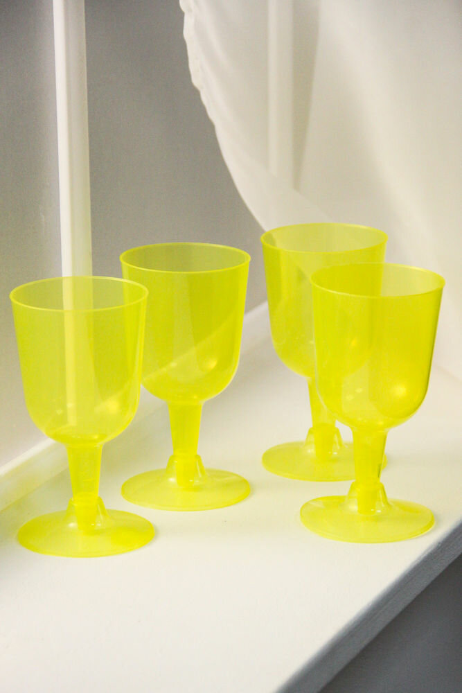 Набор одноразовых бокалов для вина акли, пластик, жёлтый, 160 мл, 4 шт, Koopman International 178000480-2