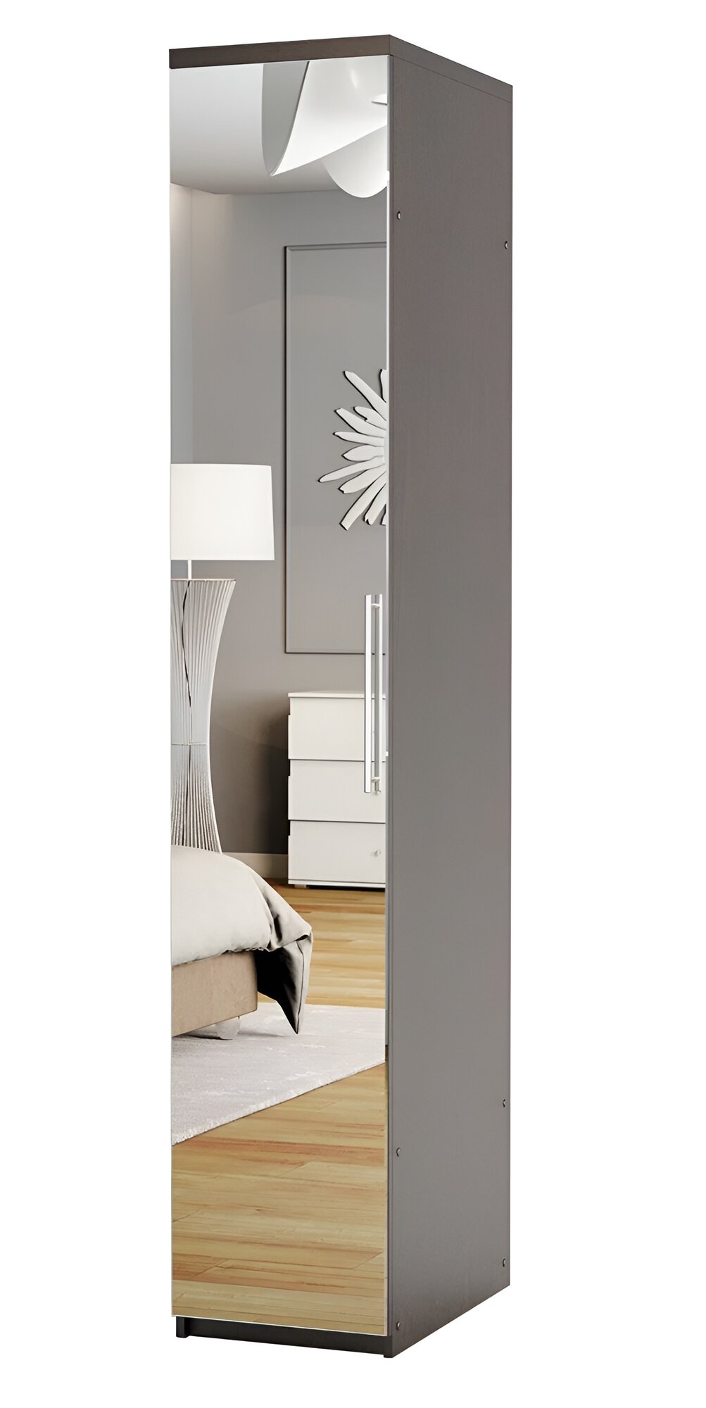 Шкаф с полками Комфорт МП-11 узкий 50х45х220 см с зеркалом венге