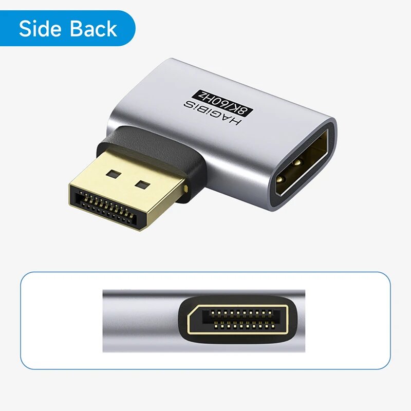 Адаптер DisplayPort Hagibis 90° Side L Back