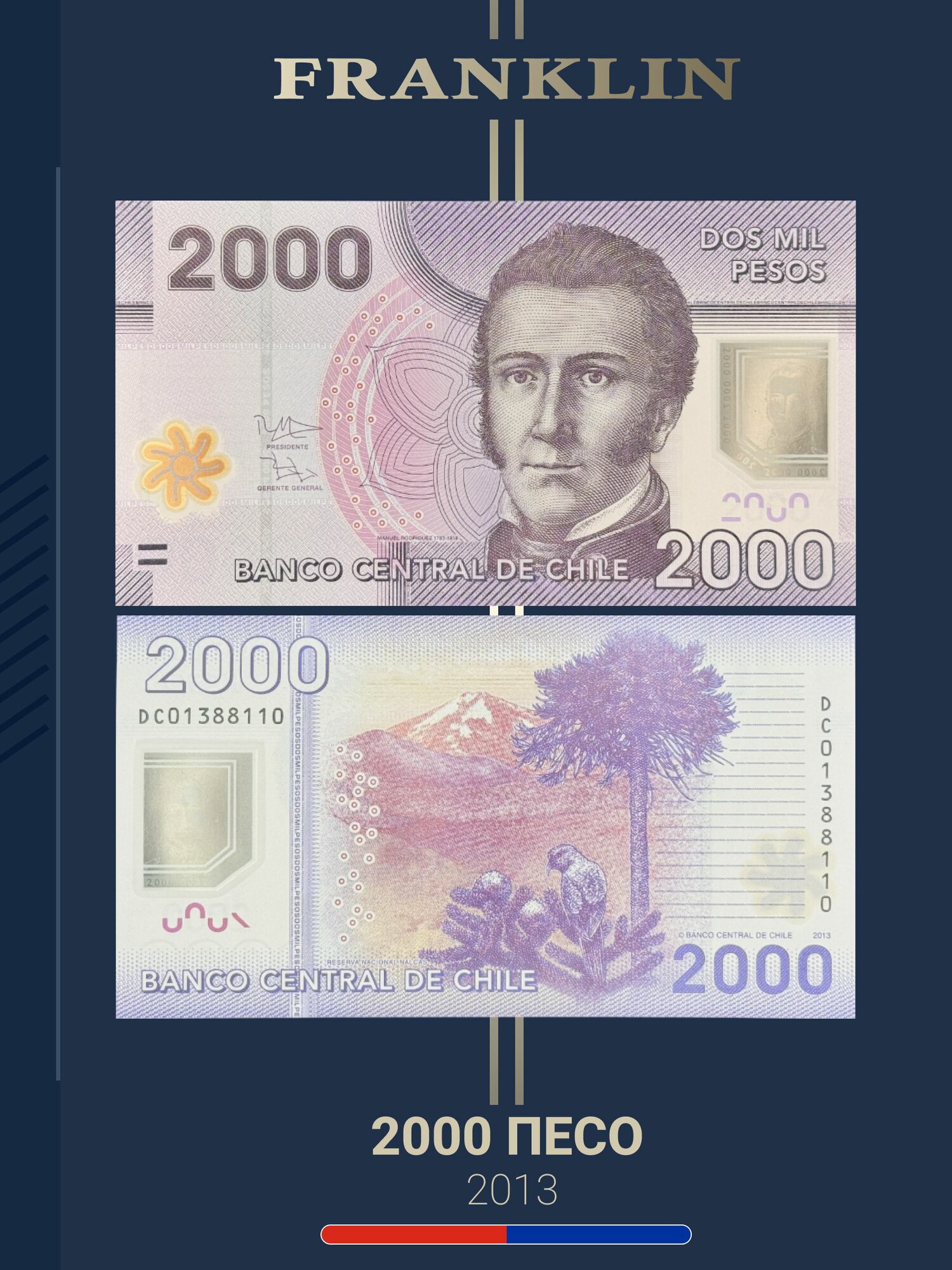 Банкнота Чили 2000 песо 2013 год (UNC) Pick 162c Полимер