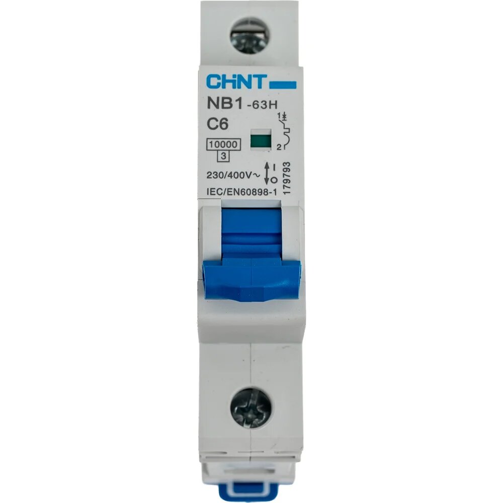 Автоматический выключатель CHINT модульный 1п C 6А 10кА NB1-63H (R) 179793, установка на DIN‑рейку, защита