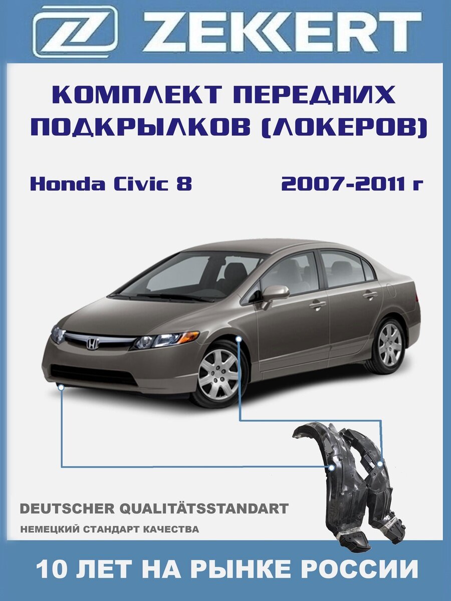 Комплект передних подкрылков для Honda Civic 8 c 2006 по 2012 год от бренда Zekkert