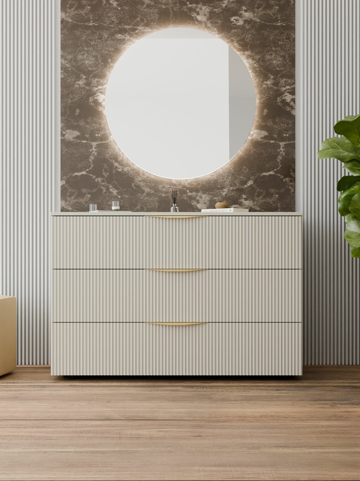 Комод для белья и одежды трио 3 ящика, 118х78.3х41 см