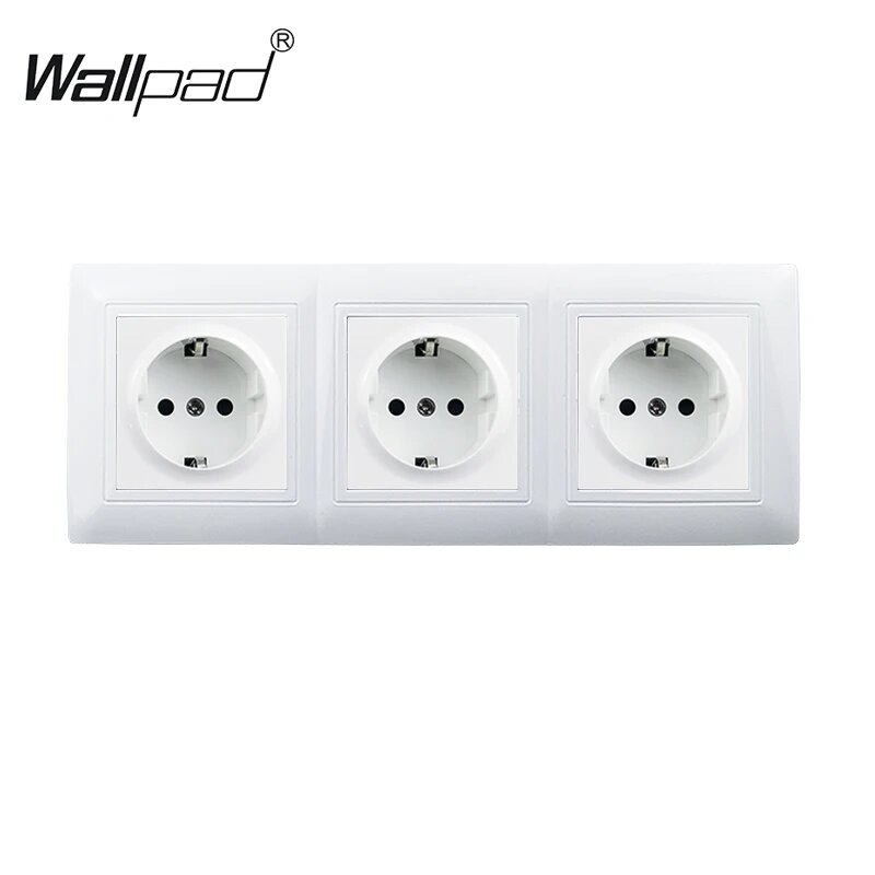Wallpad Тройная настенная розетка со стеклянной панелью 3 White Plastic