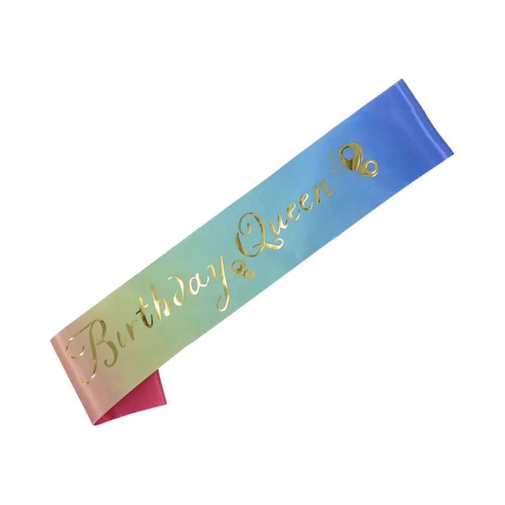 Праздничная лента для именинницы с золотыми буквами из атласа