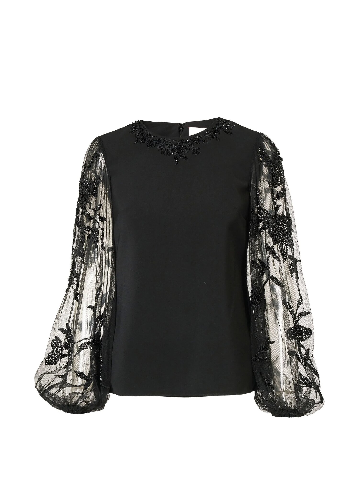 Топ Embroidered puff-sleeve top