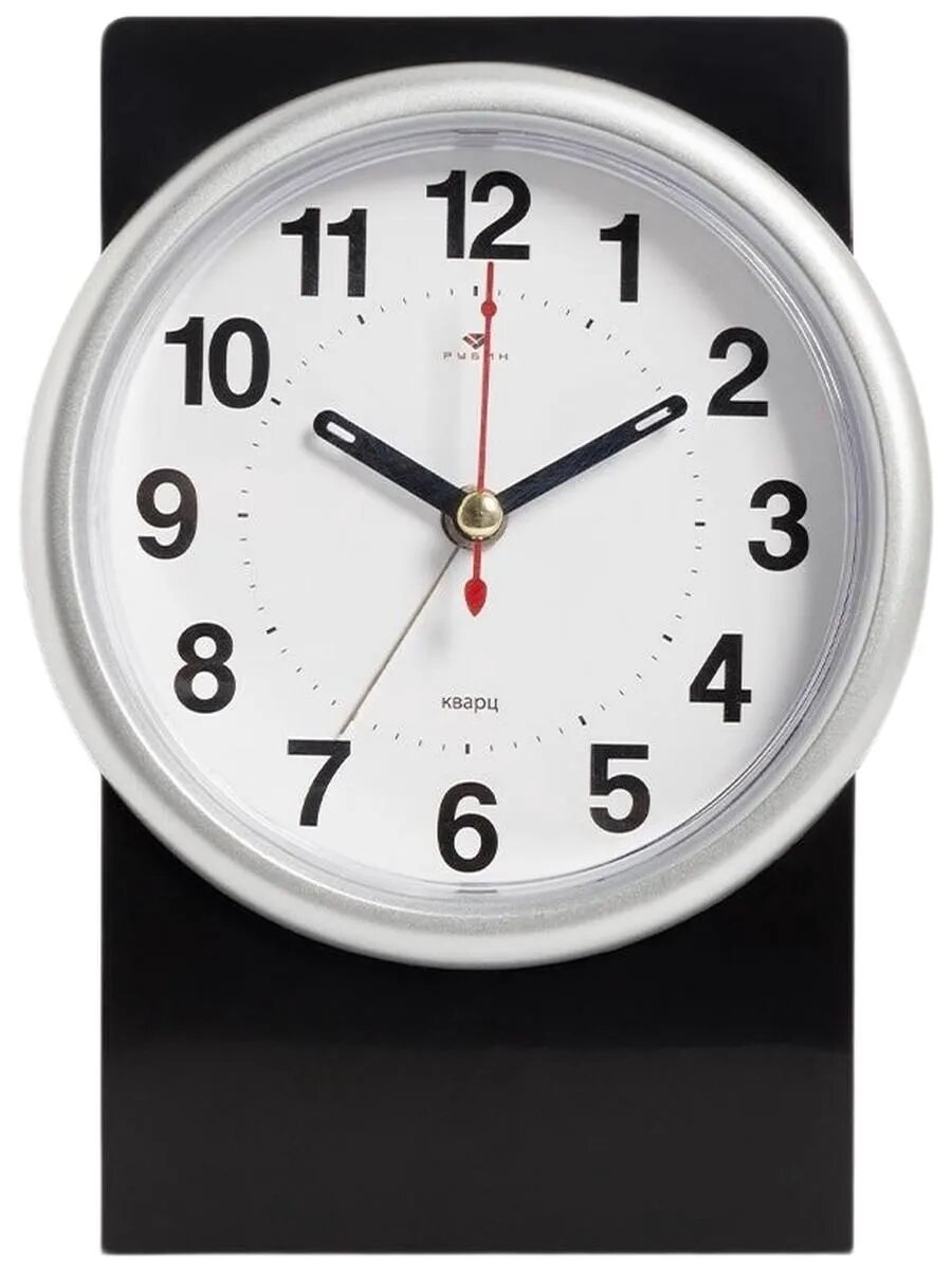 Будильник B11-001 кварц черный с серебром