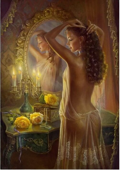 Картина по номерам Девушка на холсте 40х50 с "Ожидание, Дандорф О."