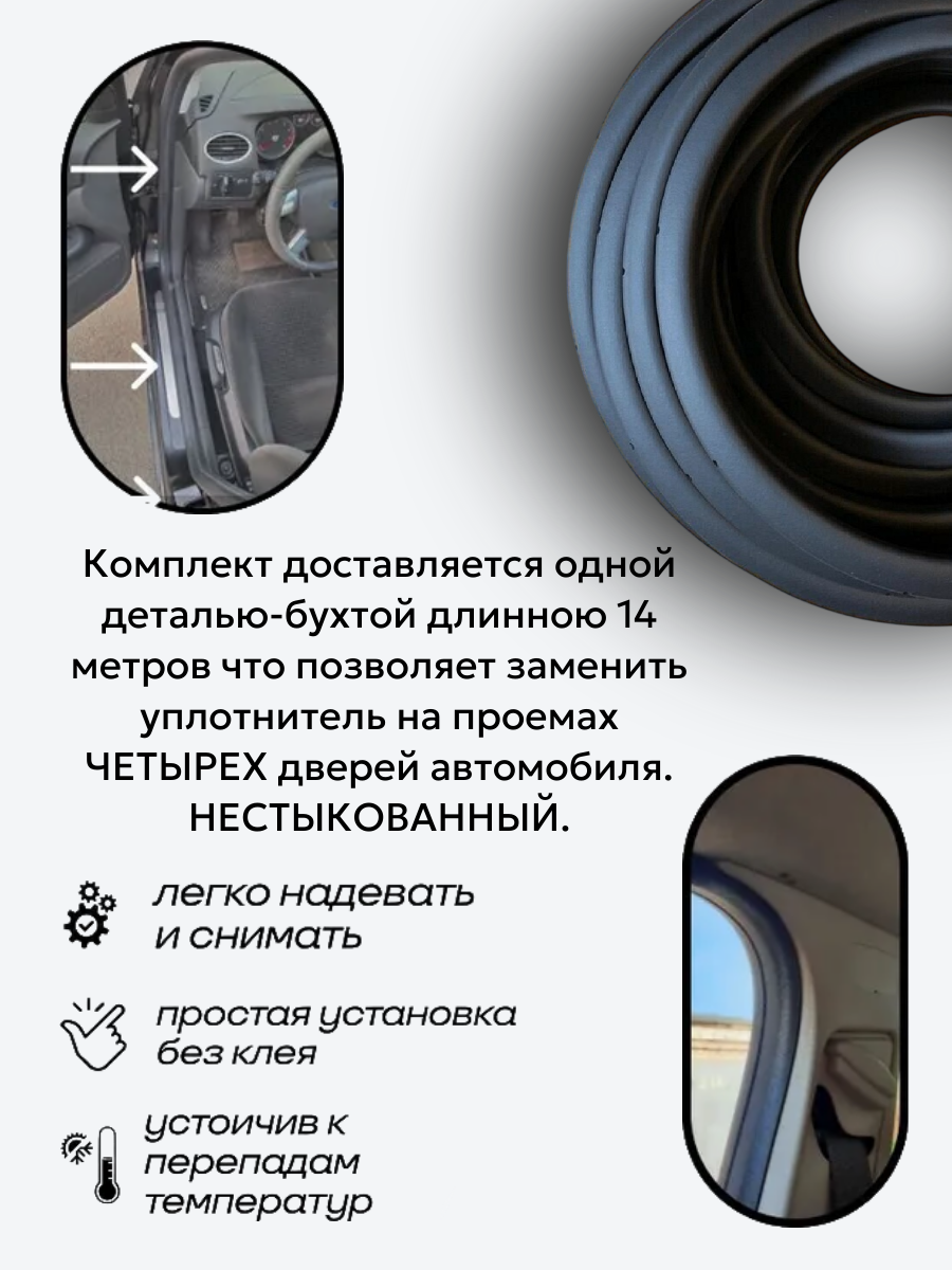 Уплотнитель для 4 дверей на Рено Дастер (Renault Duster) 14 метров — фото 1