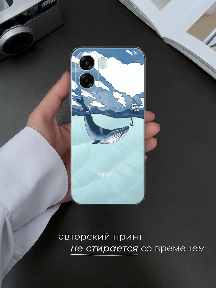 Чехол на Oppo A6x / Оппо A6x с принтом Большой кит, прозрачный — фото 1