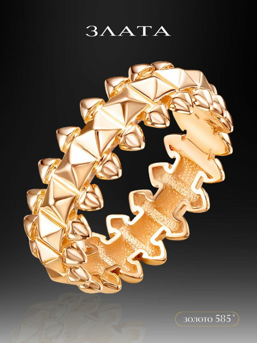 Кольцо широкое, красное золото, 585 проба