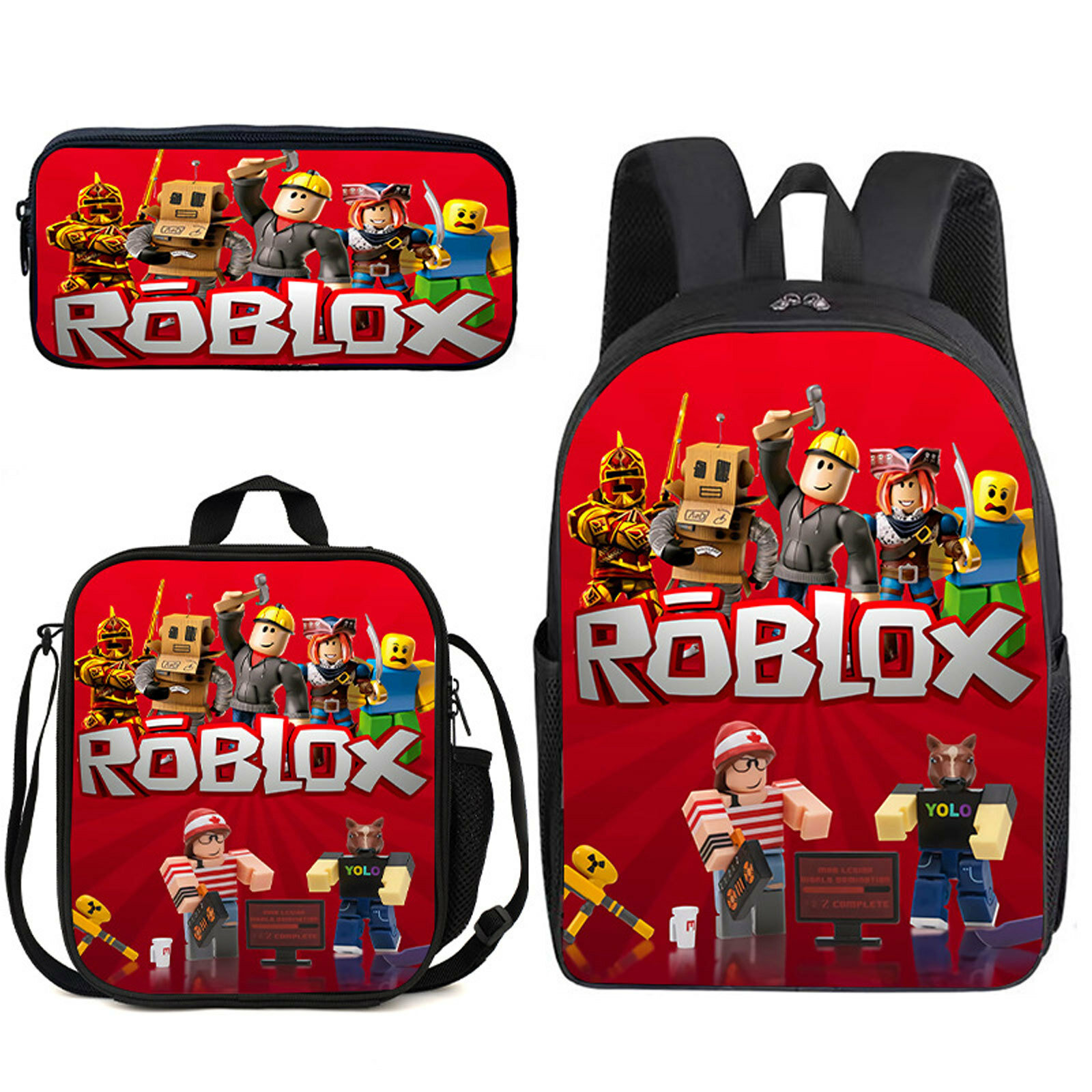 Школьная сумка Roblox, корейская версия, рюкзак для учащихся начальной и средней школы, стильный модный трендовый рюкзак, набор из трех предметов