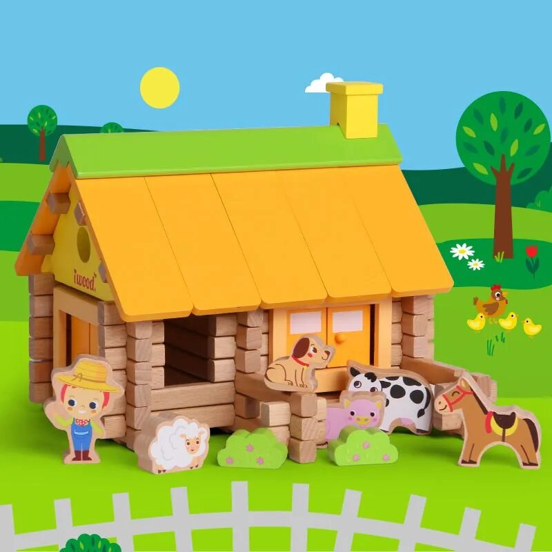 Семья Муван, сделанная своими руками, деревянный дом с врезной и шиповой конструкцией, детские строительные блоки, игрушки, развивающий деревянный дом