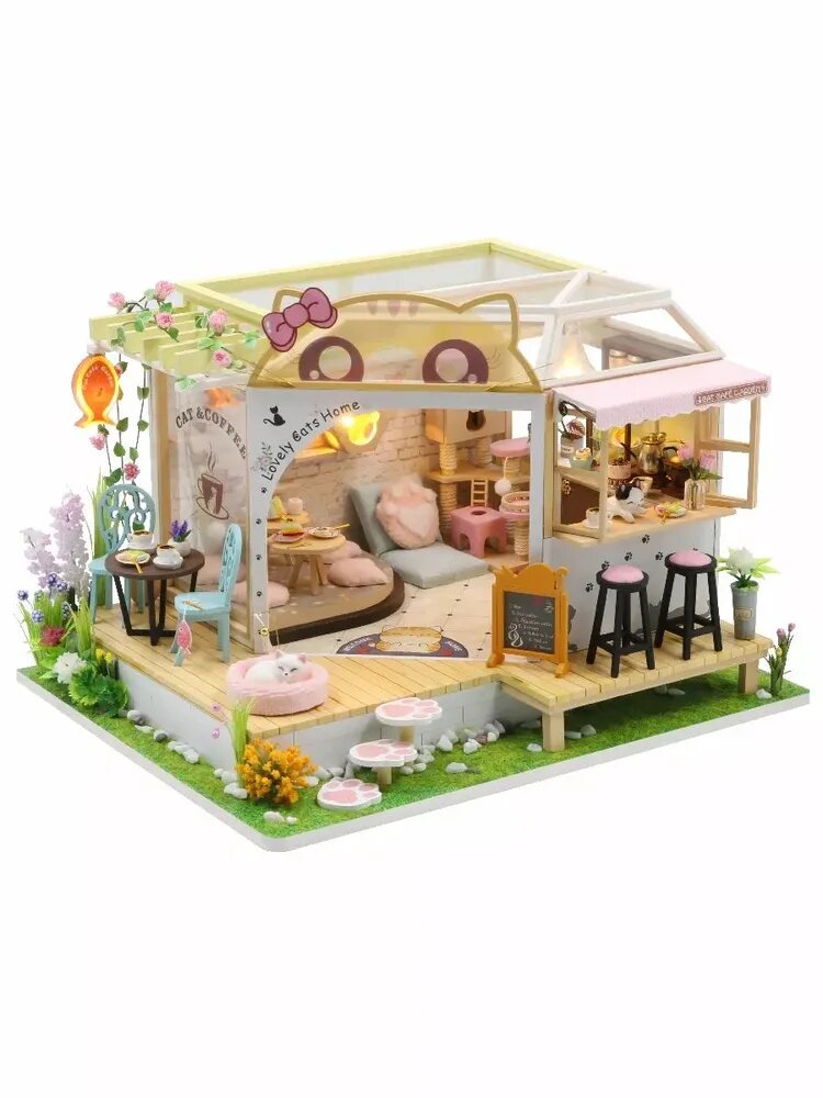 Румбокс/Подарок/Сборные модели/DIY house кошачий домик со светом
