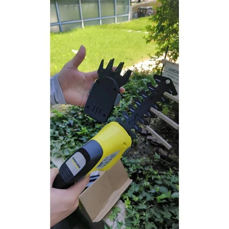 Электросекатор KARCHER GSH2Plus для травы и живой изгороди, желтый, с ножами и зарядным устройством — фото 1