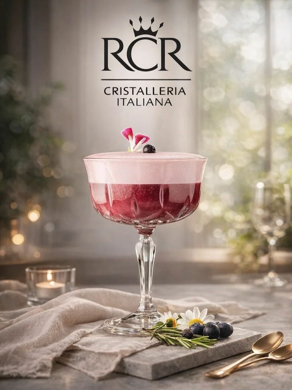 Бокалы для коктейлей, подарочный набор RCR "Style Opera" 2 шт, 240 мл. Хрустальное стекло, для шампанского, игристых вин, коктейлей.