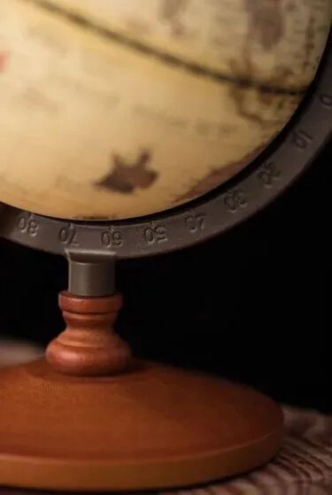 Глобус винтажный, английский, настольный, коричневый, диаметр 14 см, для интерьера, ретро стиль — фото 1