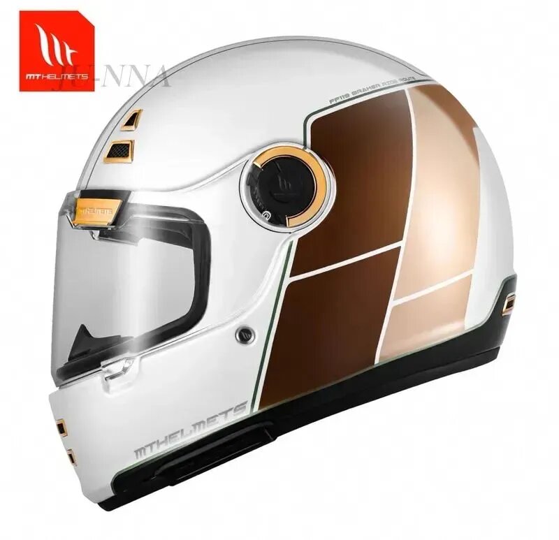 Мотошлем MT Helmets интеграл белый коричневый размер XL