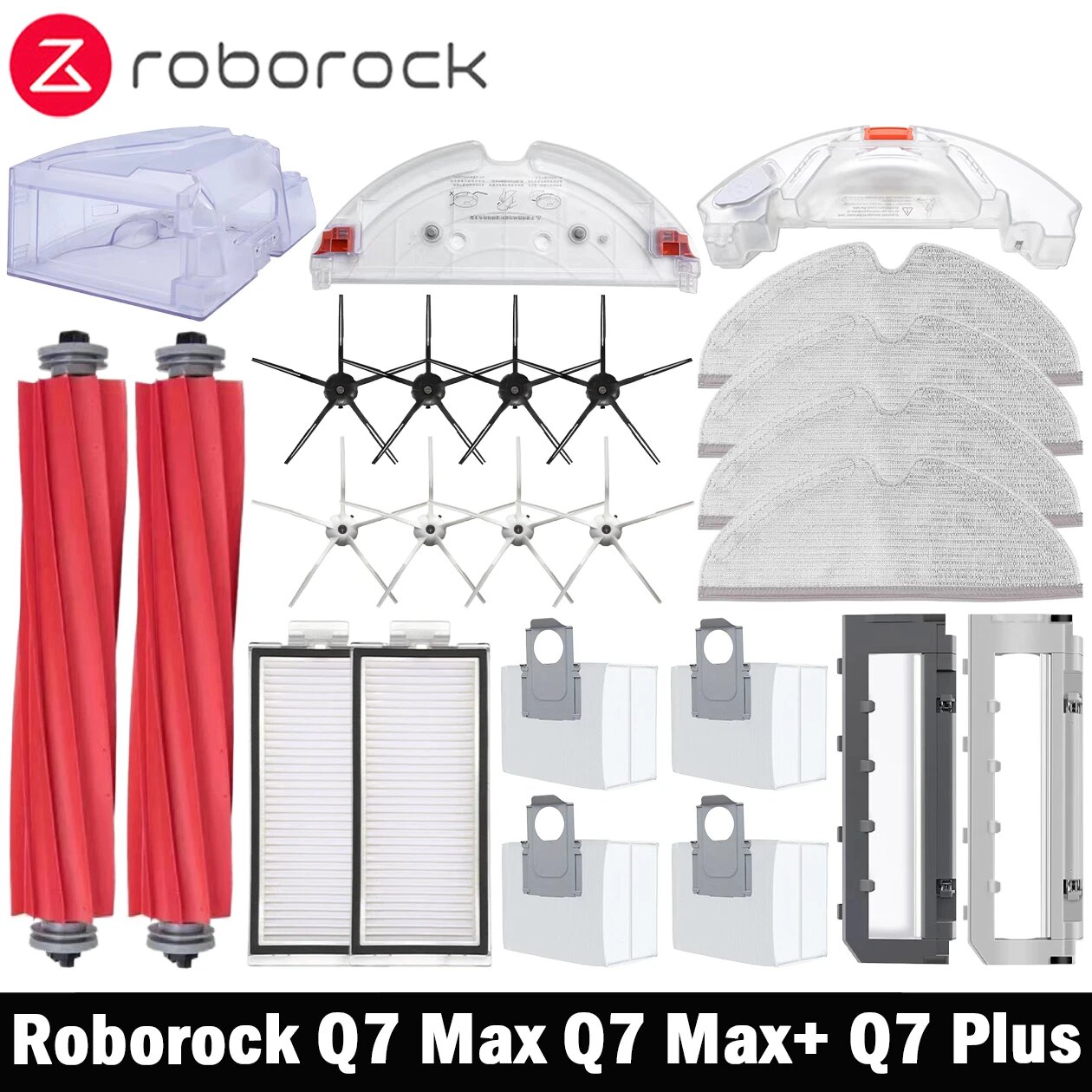 Roborock Q7 Max Щетка, фильтры и тряпки для робота-пылесоса, 15 шт