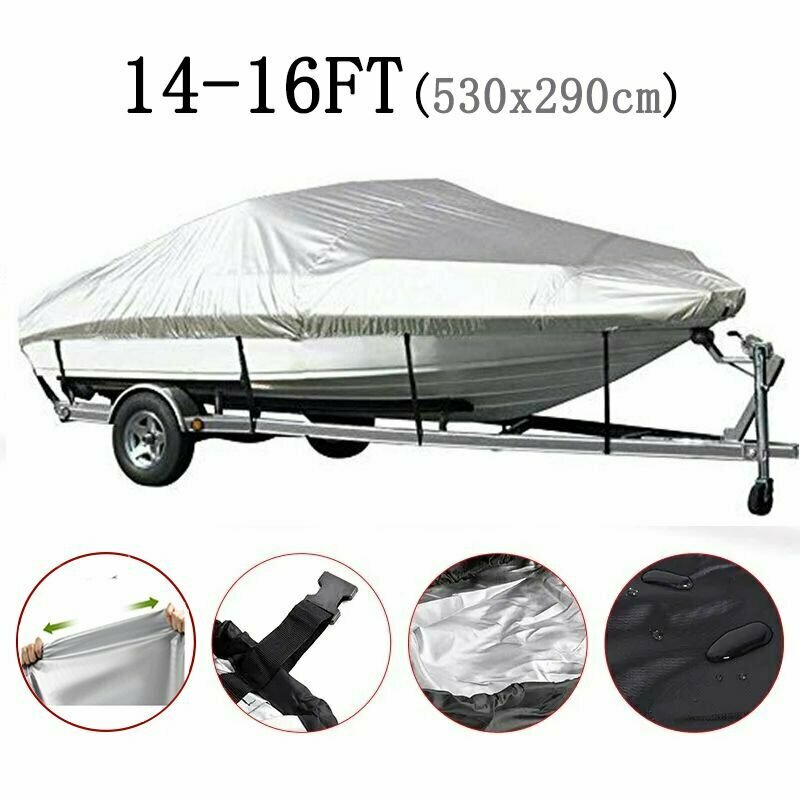 V-образный Тент для лодки пвх 14-16ft(530x290см), стояночный, непромокаемый, для сезонного хранения / чехол на лодку пвх (420/530/570/600/700)