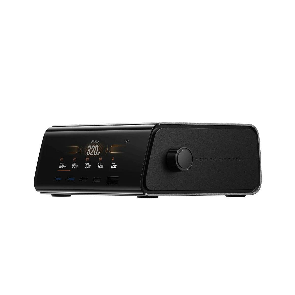 Сетевое зарядное устройство EcoFlow RAPID Pro (320 Вт, 5 портов, GaN) черное