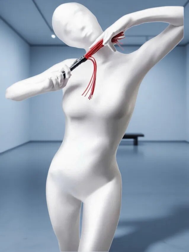 Флоггер Anonyimo #0003, искусственная кожа, с ручкой-петлёй, красно-чёрный, 28см