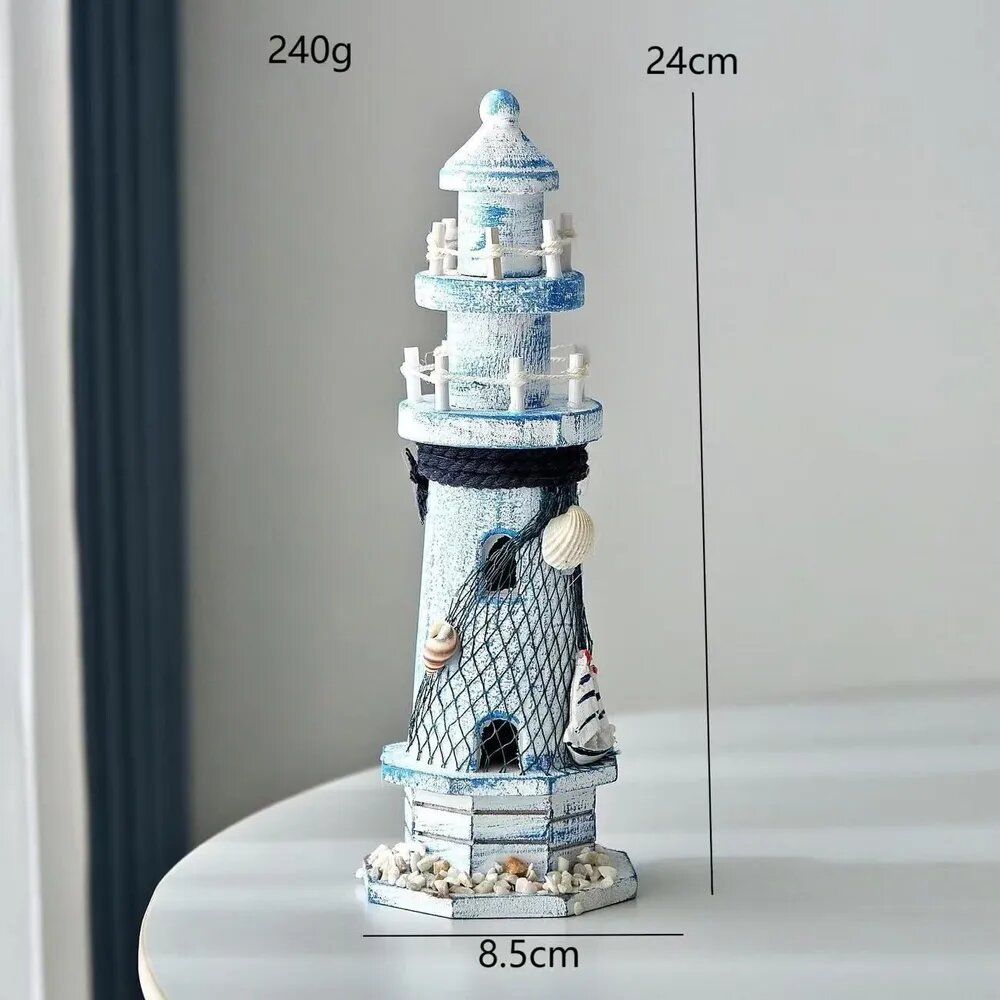 Декоративный маяк ручной работы, деревянный, для дома, размер 24 см, вес 240г