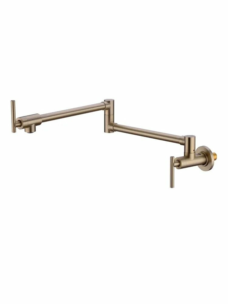 Смеситель для кухни настенный AODEYI, латунь, гибкий складной, поворотный излив на 360, двухвентильный, матовое золото